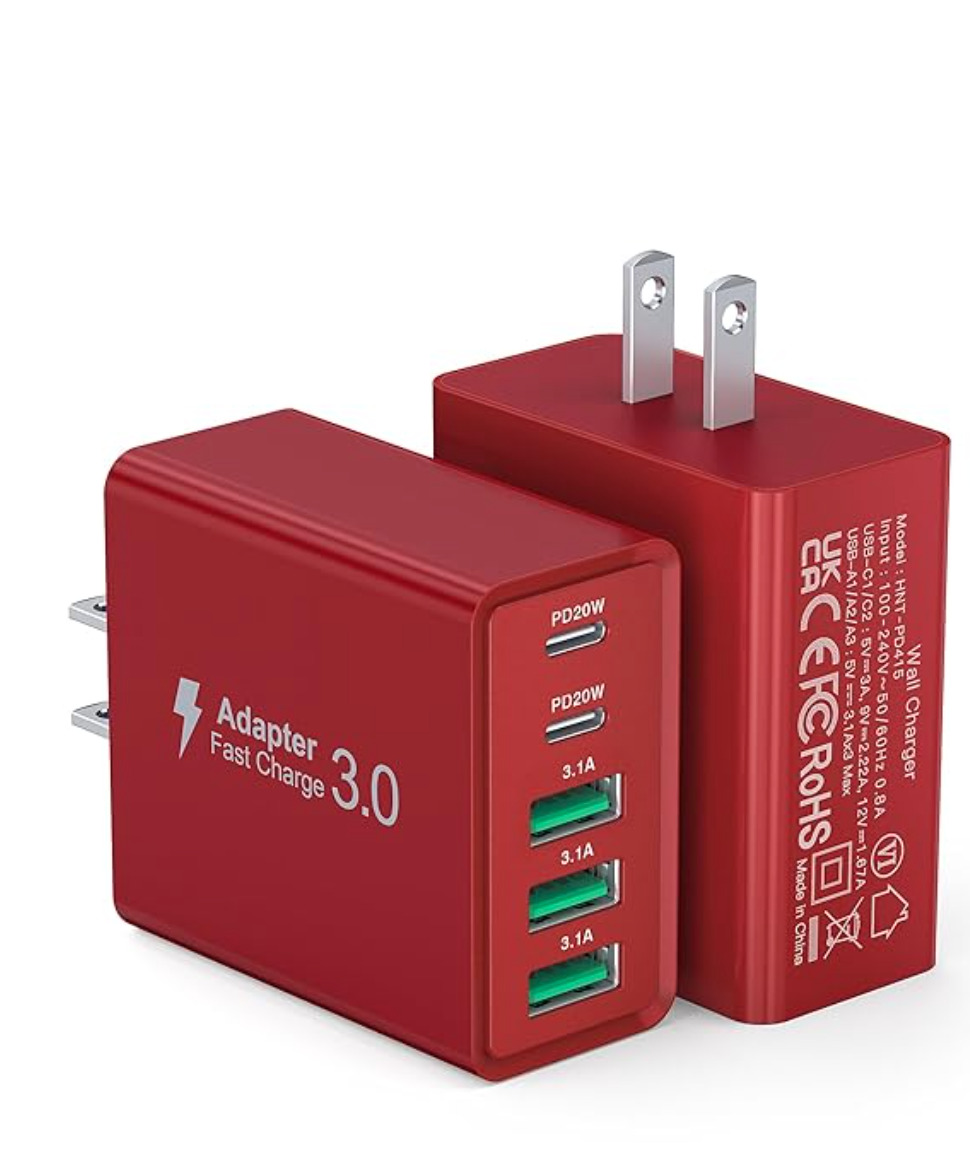 USB C Wall Charger, 50W USB C Charger Block 5-Port PD for iPhone 16/15 ...
